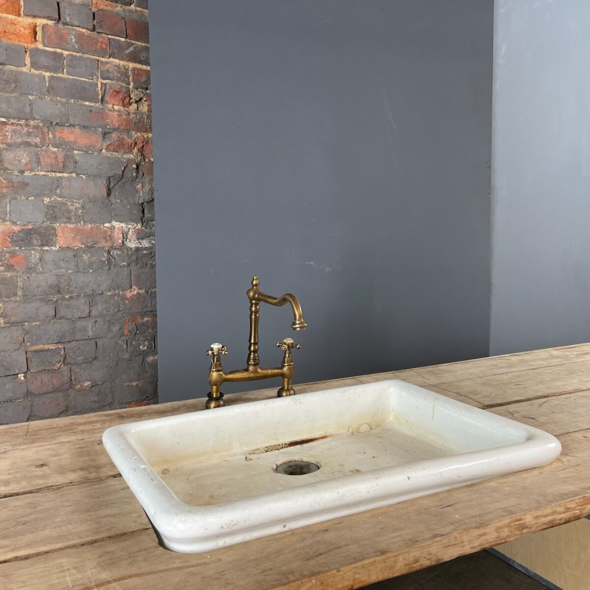Rustic Wooden Counter with Ceramic Sink - RENTAL ONLY - Brandon Thatchers