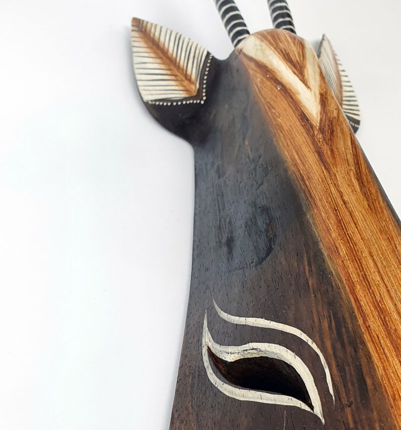 Gazelle Mask. Hand Carved & Painted. Fair Trade