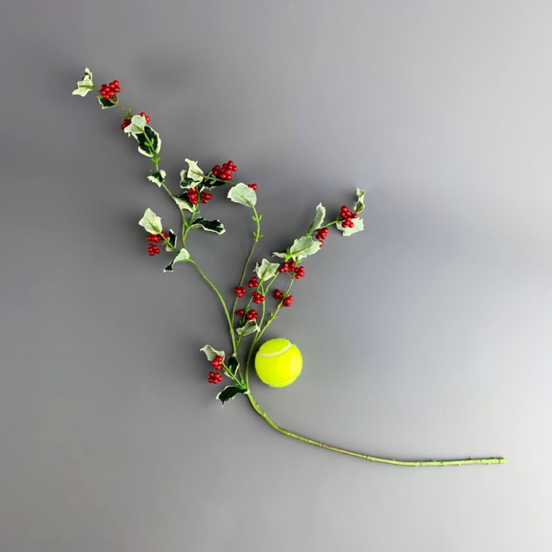 Holly sprig variegated, 92 cm of artificial berries & Leaves