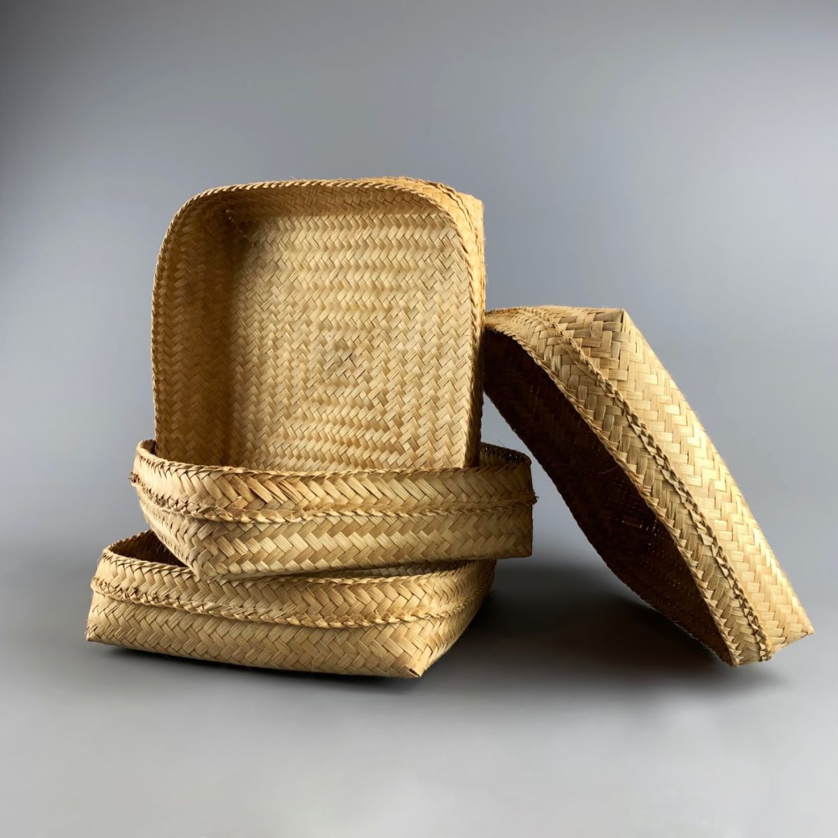 Bamboo Square Platter/Basket, Approx. 40 cm square