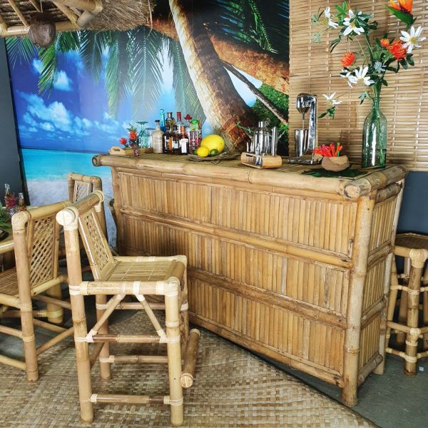 Beach Bar - Bamboo Bar, Thatched Table, Chairs, Stools and Parasols ...