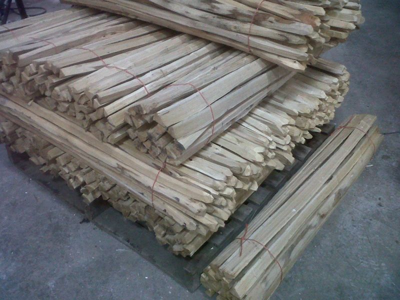 Chestnut poles with a triangular section approximately 2 -3" wide by 4 ...