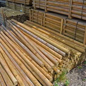 Machined Round Poles, 3.5, 4 & 6" diameter, treated - Brandon Thatchers