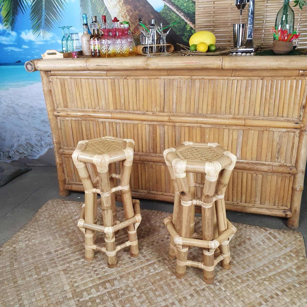 Bamboo stool, Craftsman made, 76 cm high