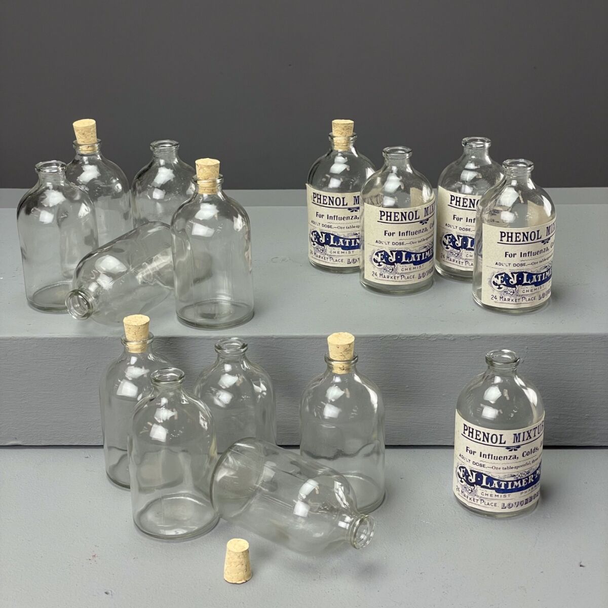 Vintage Influenza Bottles (x15) - RENTAL ONLY - Brandon Thatchers