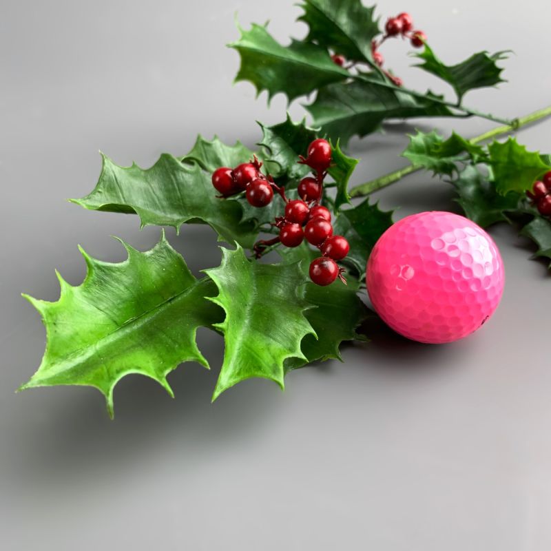 Holly sprig, 92 cm of artificial berries & Leaves, poseable stem