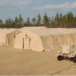 Rapid Deployment Desert Military Tent in Sand (x3) - RENTAL ONLY