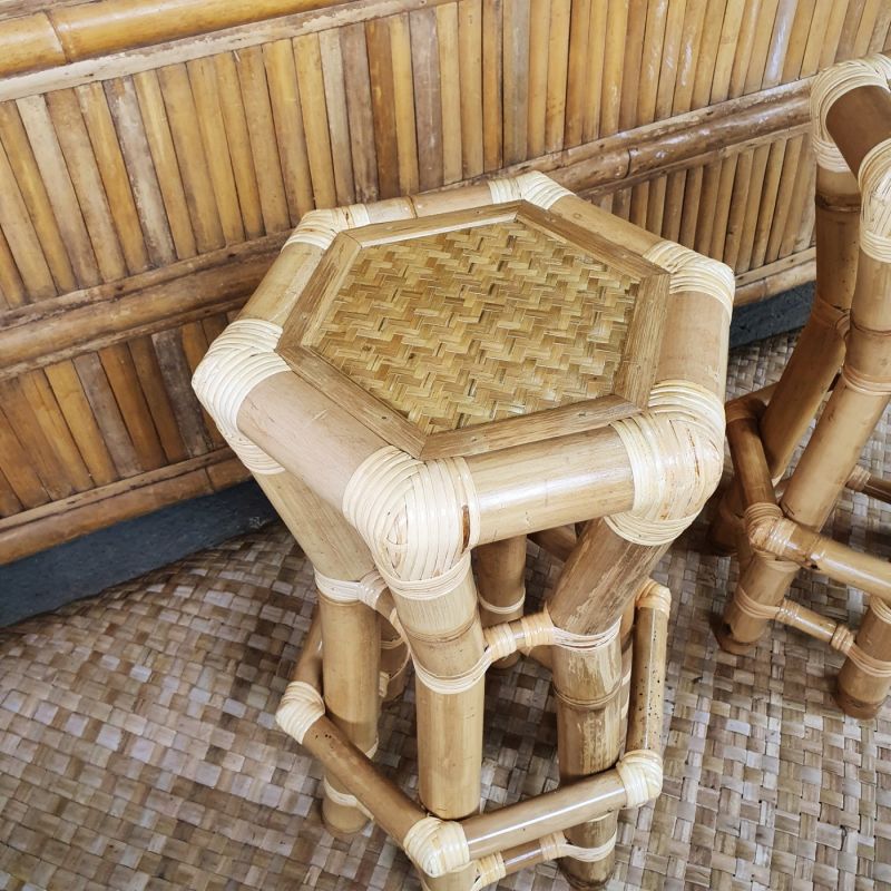 Bamboo stool, Craftsman made, 76 cm high